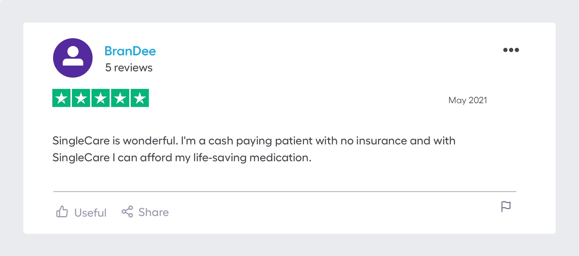 The best SingleCare reviews in May